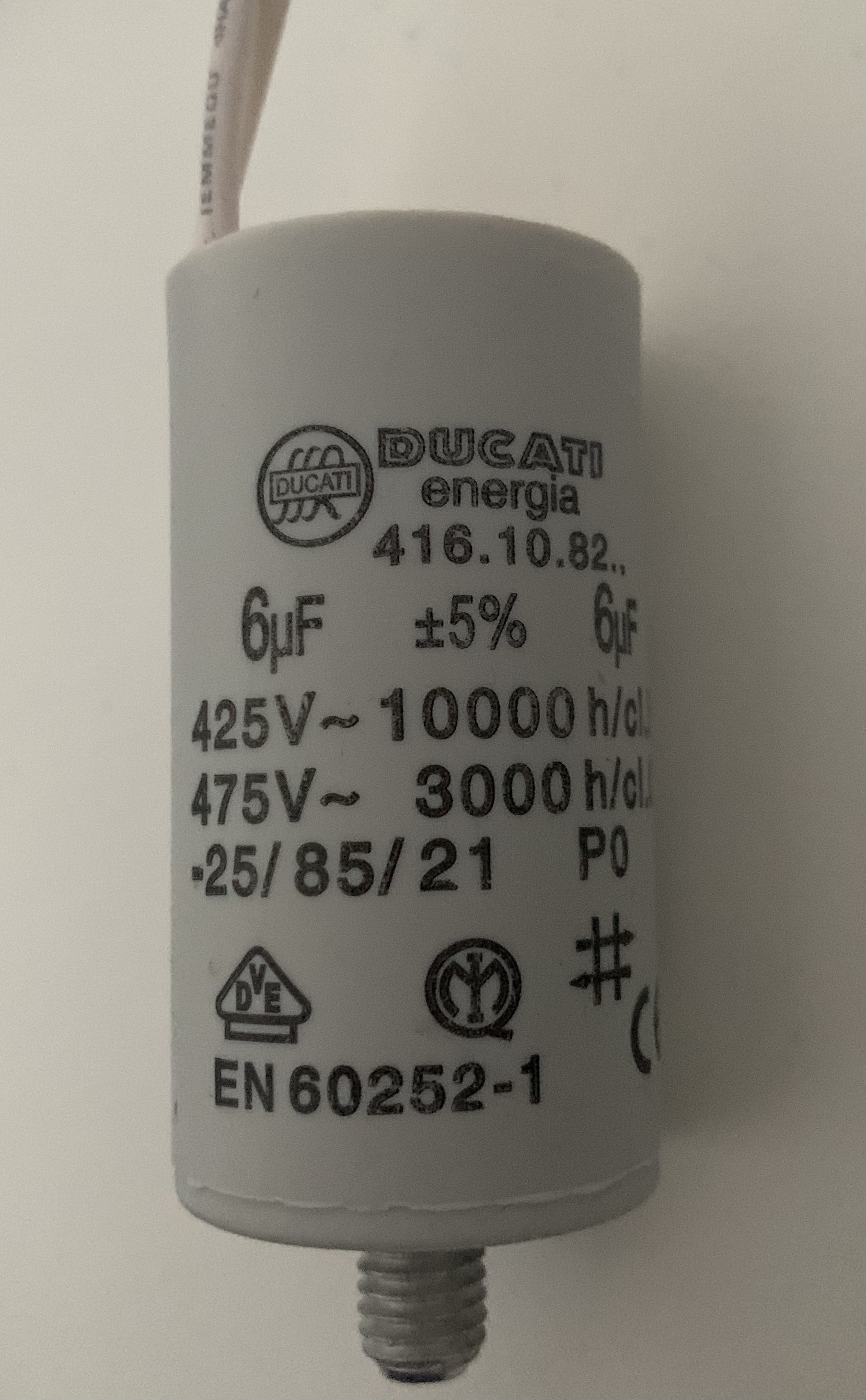 Motor Run Capacitor 6uF White Wires - Buy motor run capacitors