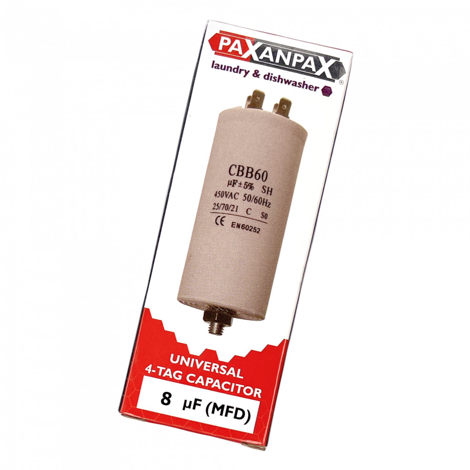 8uF Motor Run Capacitor Tag Spade 240v-450v CBB60